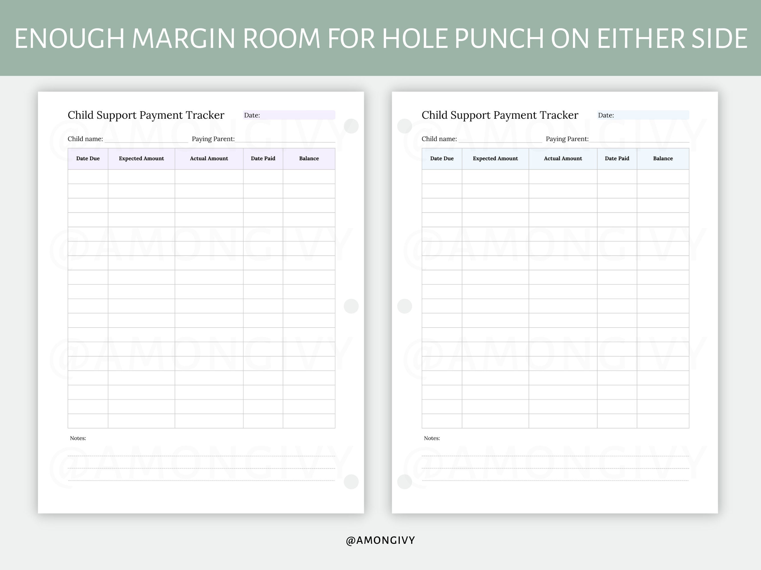 Child Support Payment Tracker for Co-parenting | Printable Child ...