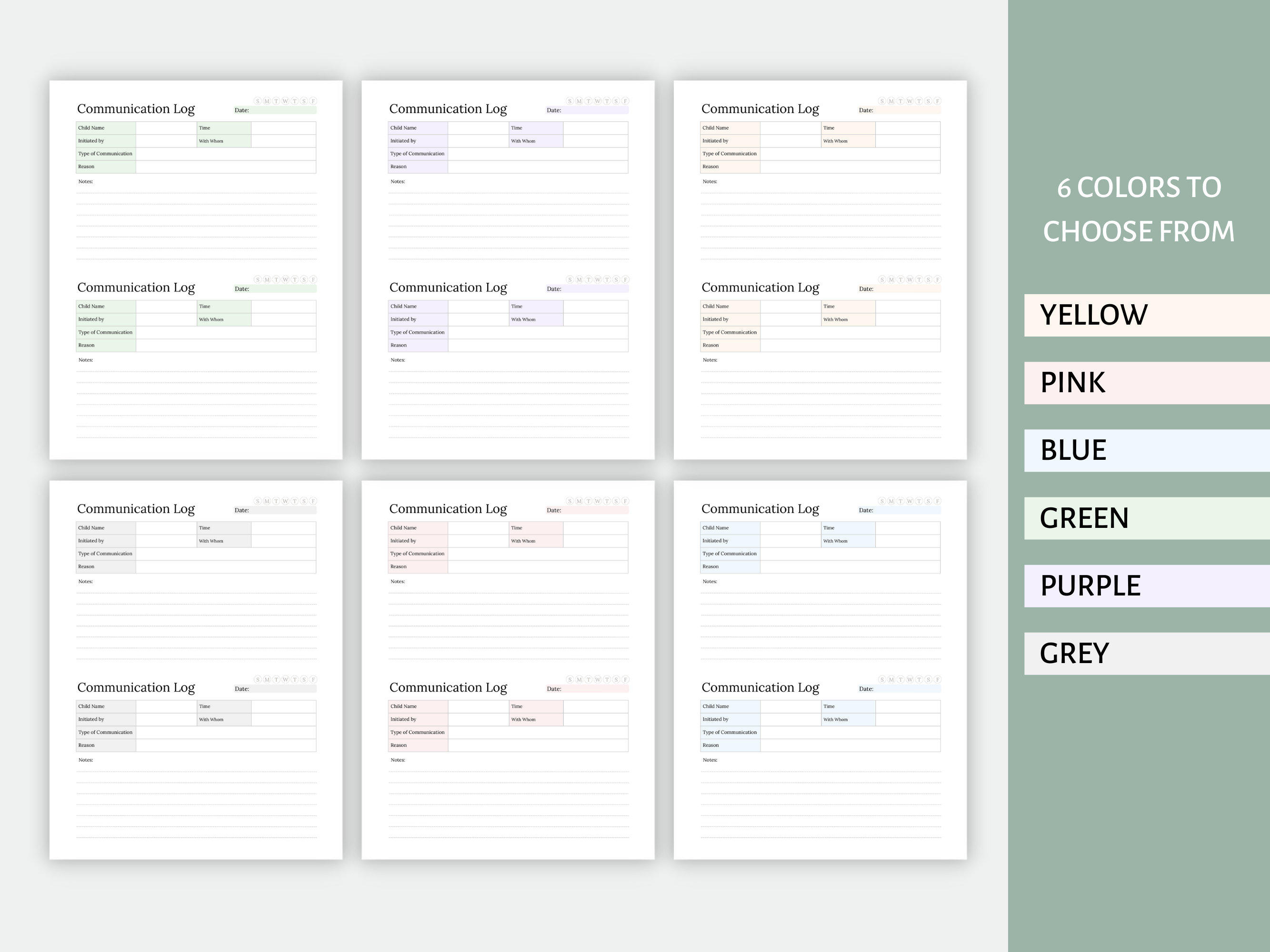 Communication Log for Child Custody Co-parenting, Single Parent ...