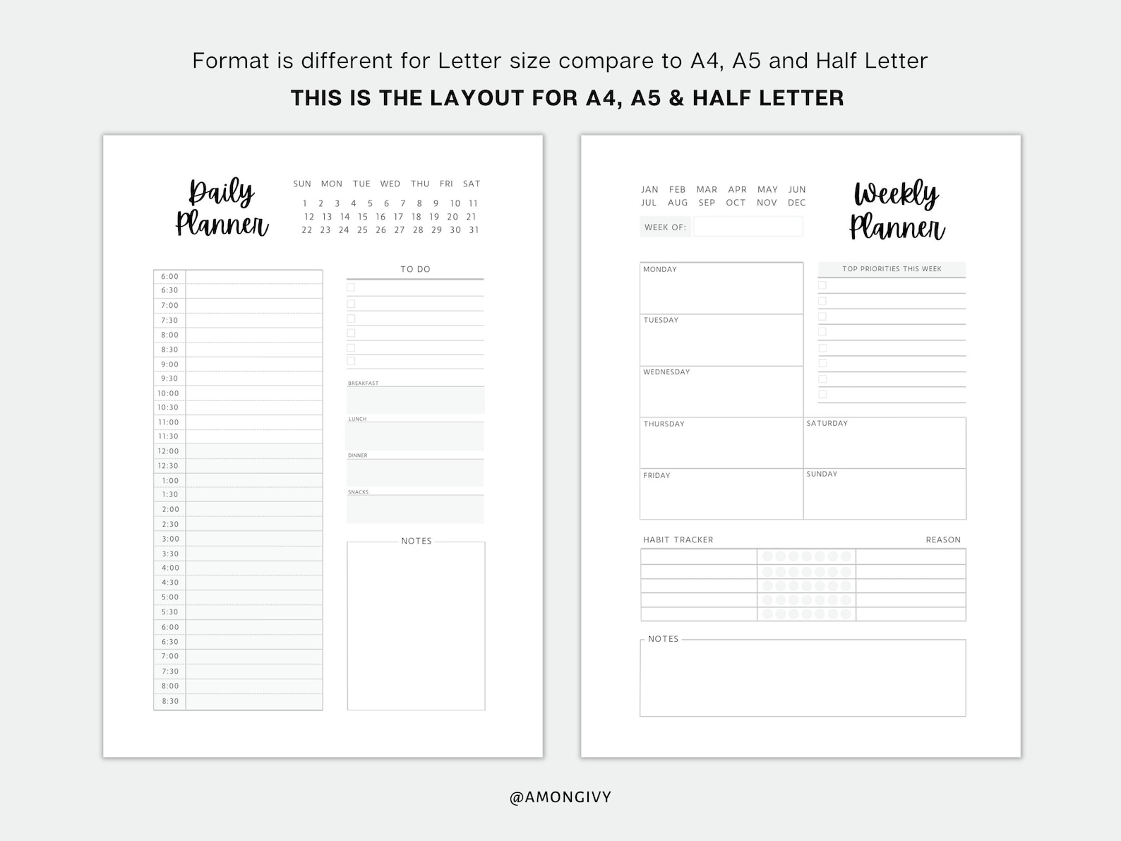 Daily and Weekly Planner Printable, Daily Schedule, Weekly Agenda ...