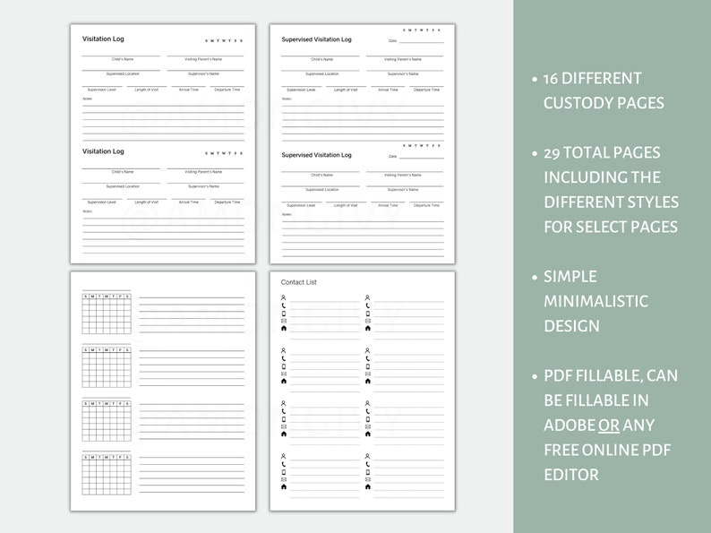 PDF Fillable Child Custody Binder for Any Kind of Custody Battle| Co ...