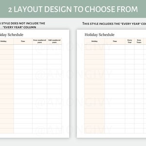 Printable Holiday Schedule for Child Custody | Medical Records for ...
