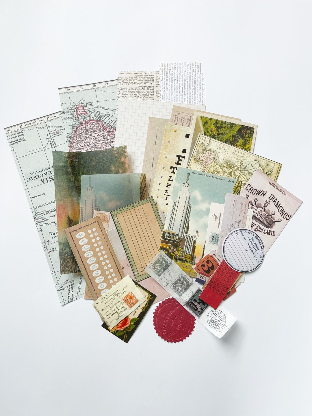 Vintage Junk Journal Pack, Assorted Journal Layers, Vellum ...