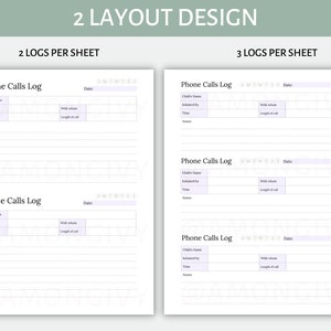Phone Calls Log for Co-parenting | Parent Child Communication Log ...