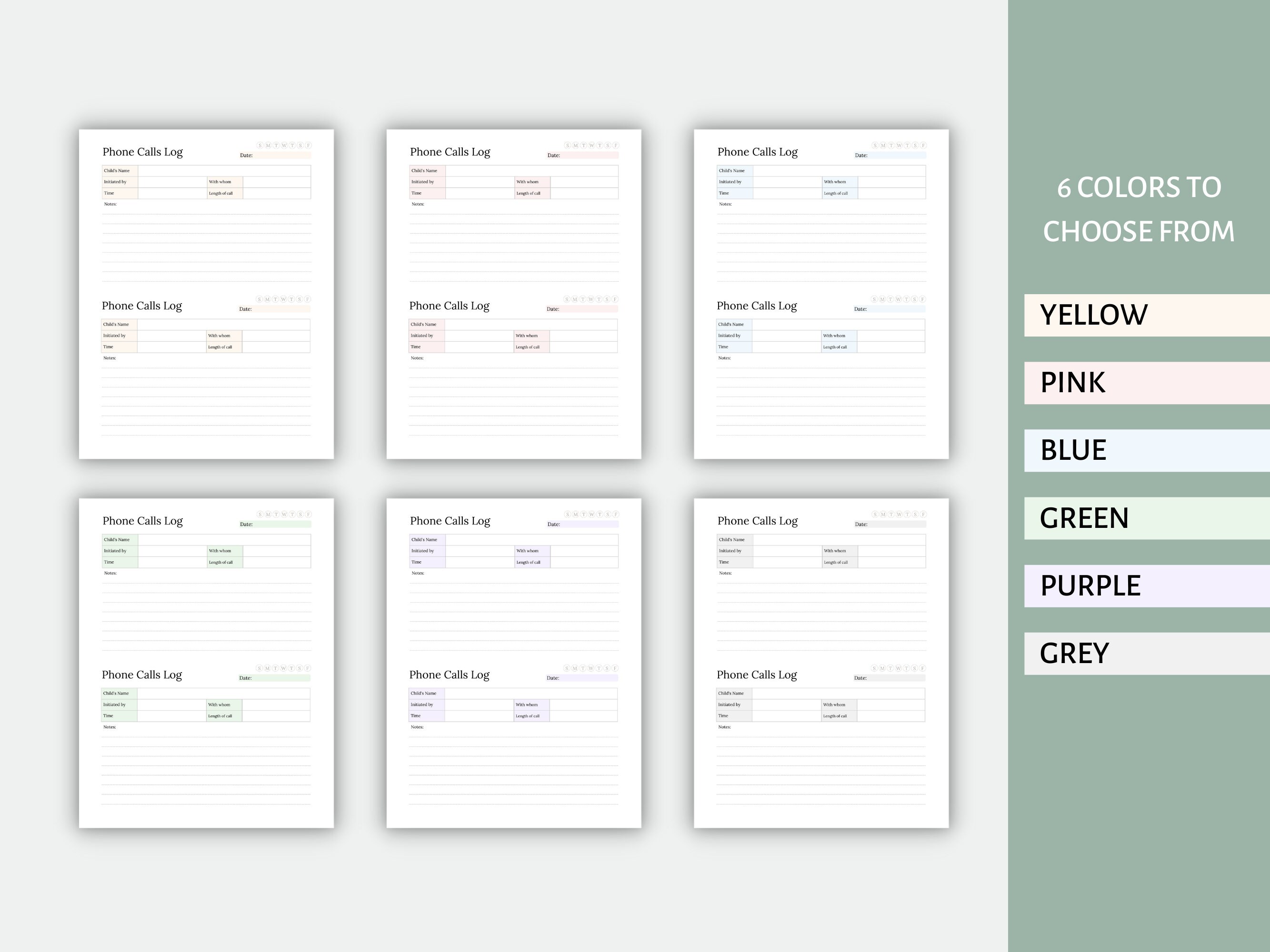 Phone Calls Log for Co-parenting | Parent Child Communication Log ...