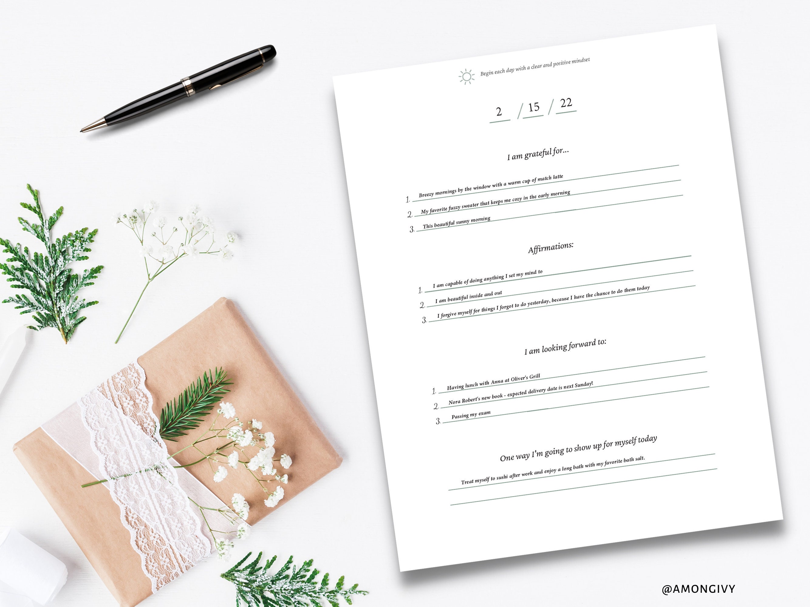 Daily Gratitude Worksheet | Morning and Evening Reflection | Printable ...