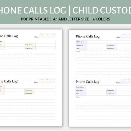Phone Calls Log for Co-parenting Parent Child Communication - Etsy
