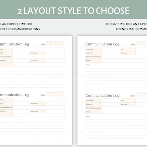 Communication Log for Child Custody Co-parenting, Single Parent ...