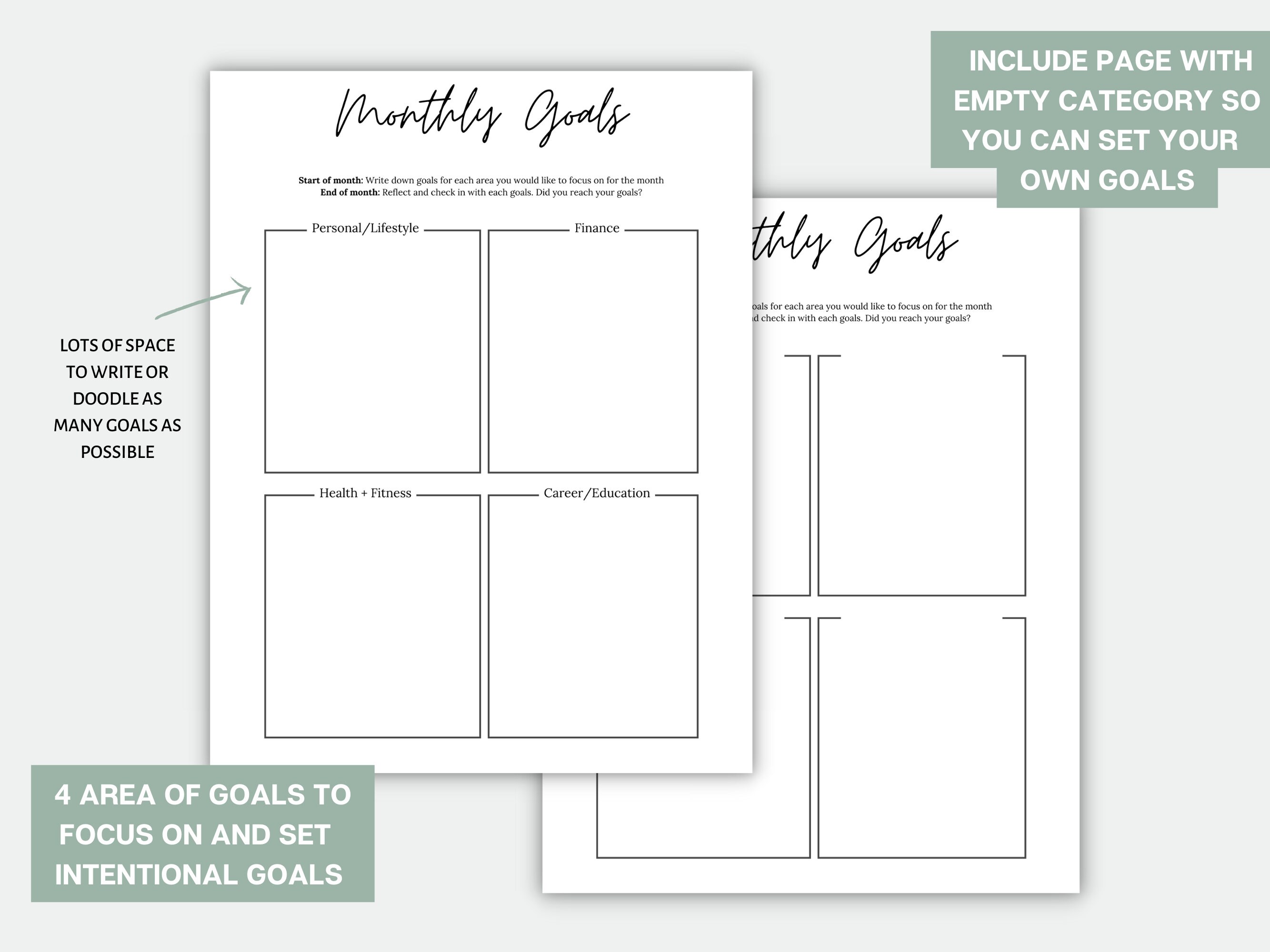 Printable Monthly Goals Setting Worksheet | Monthly Reset Pdf | Monthly ...