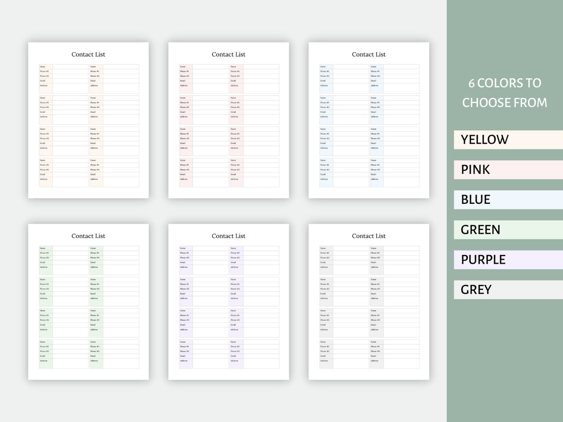 Printable Contact List | Quick Contacts for Child Custody Binders | Co ...
