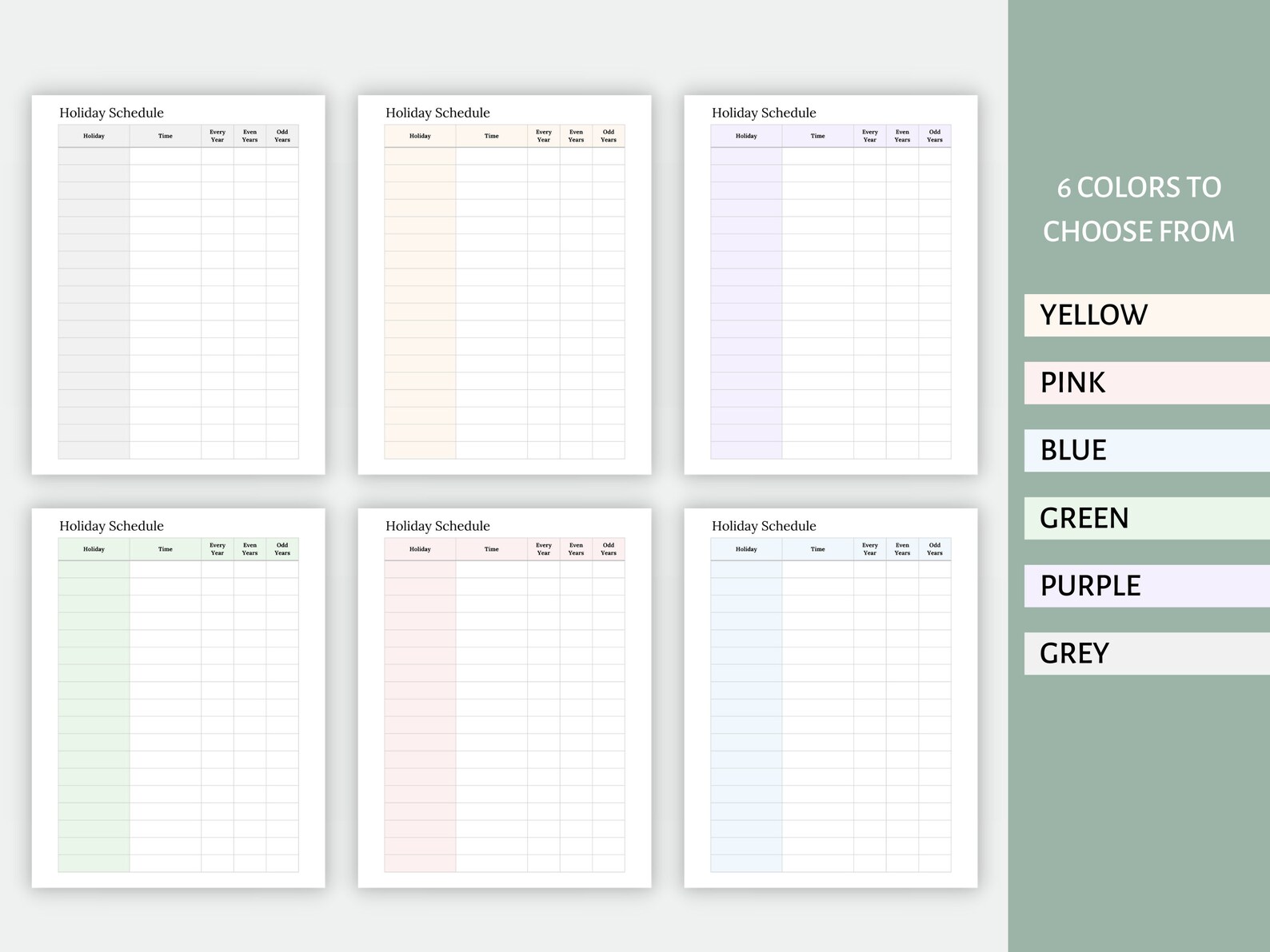 Printable Holiday Schedule for Child Custody | Medical Records for ...