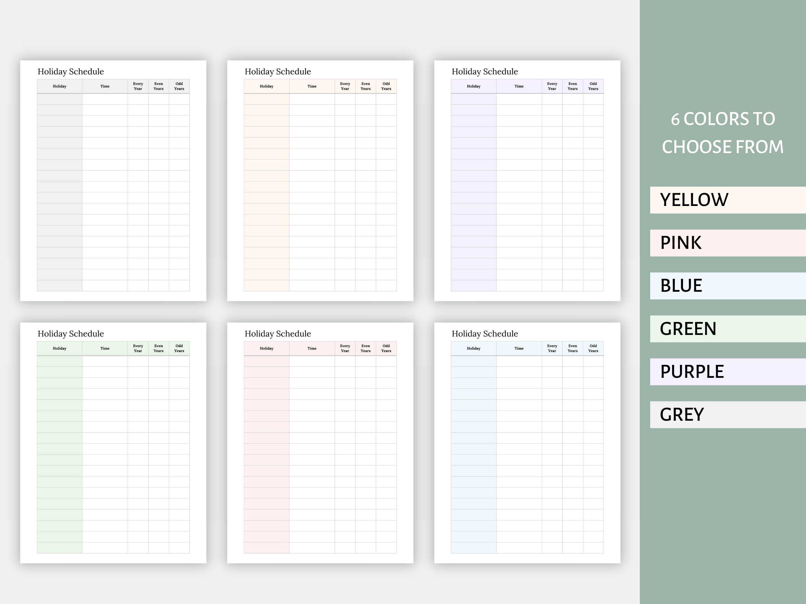 Printable Holiday Schedule for Child Custody | Medical Records for ...
