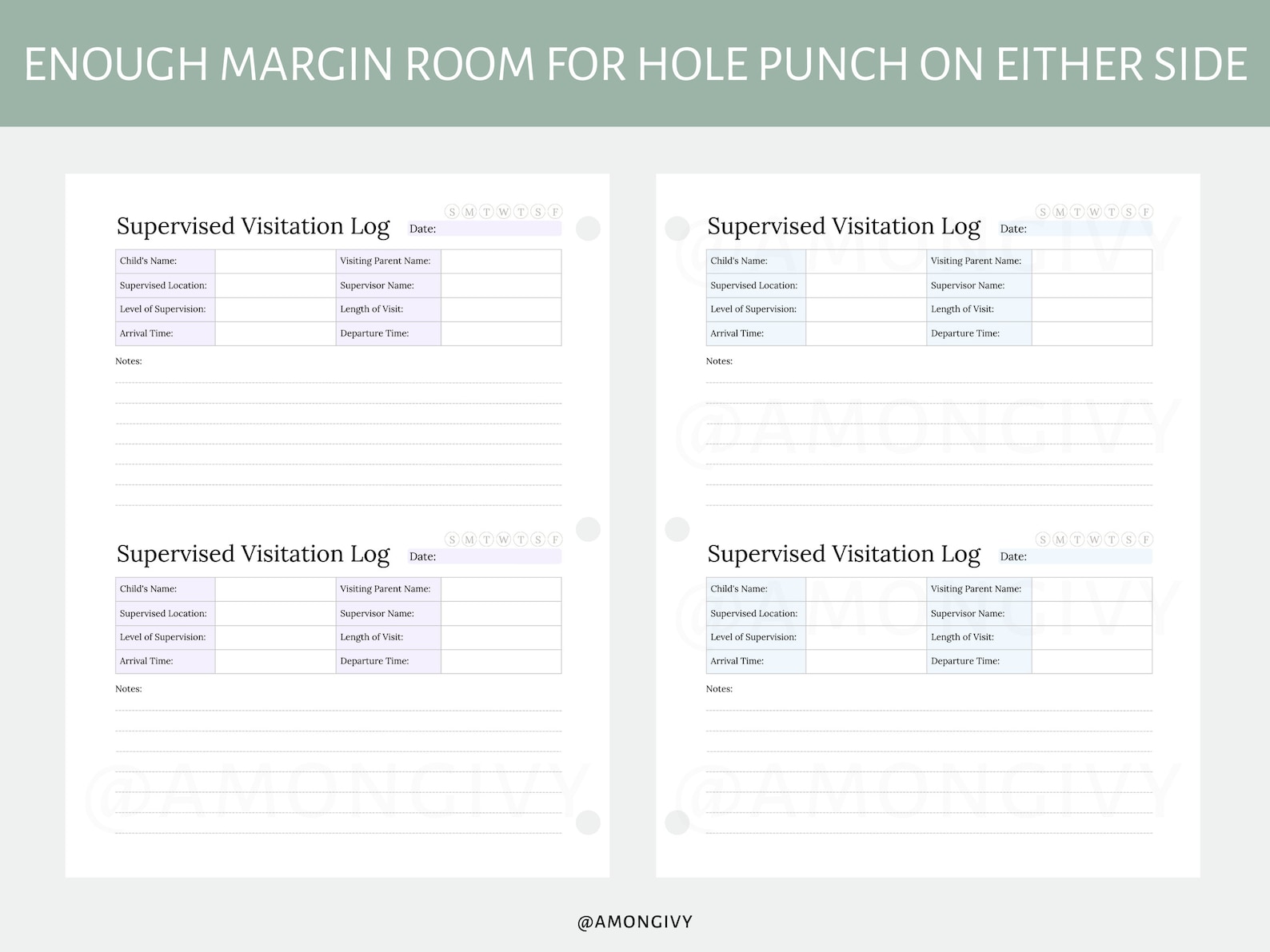 Supervised Visitation Log for Court Ordered Visits | High Conflict | Co ...