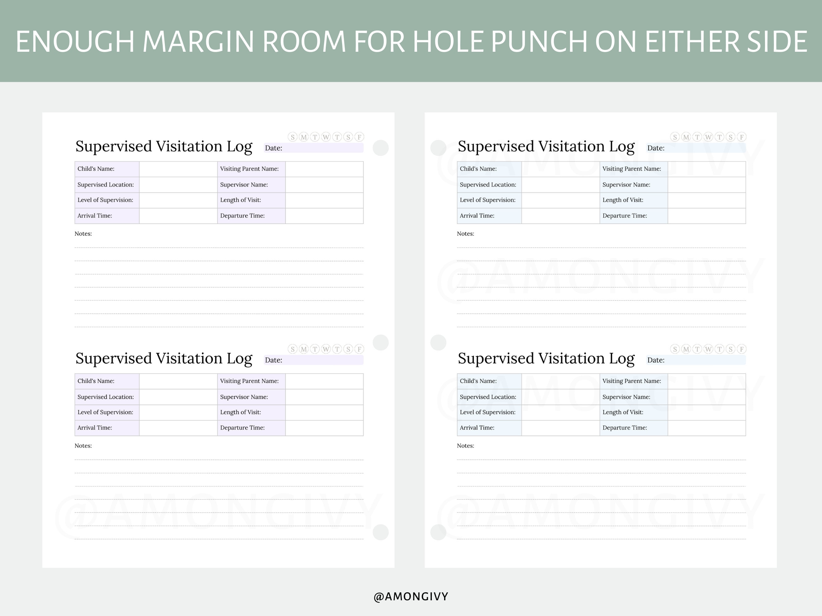 Supervised Visitation Log for Court Ordered Visits | High Conflict | Co ...