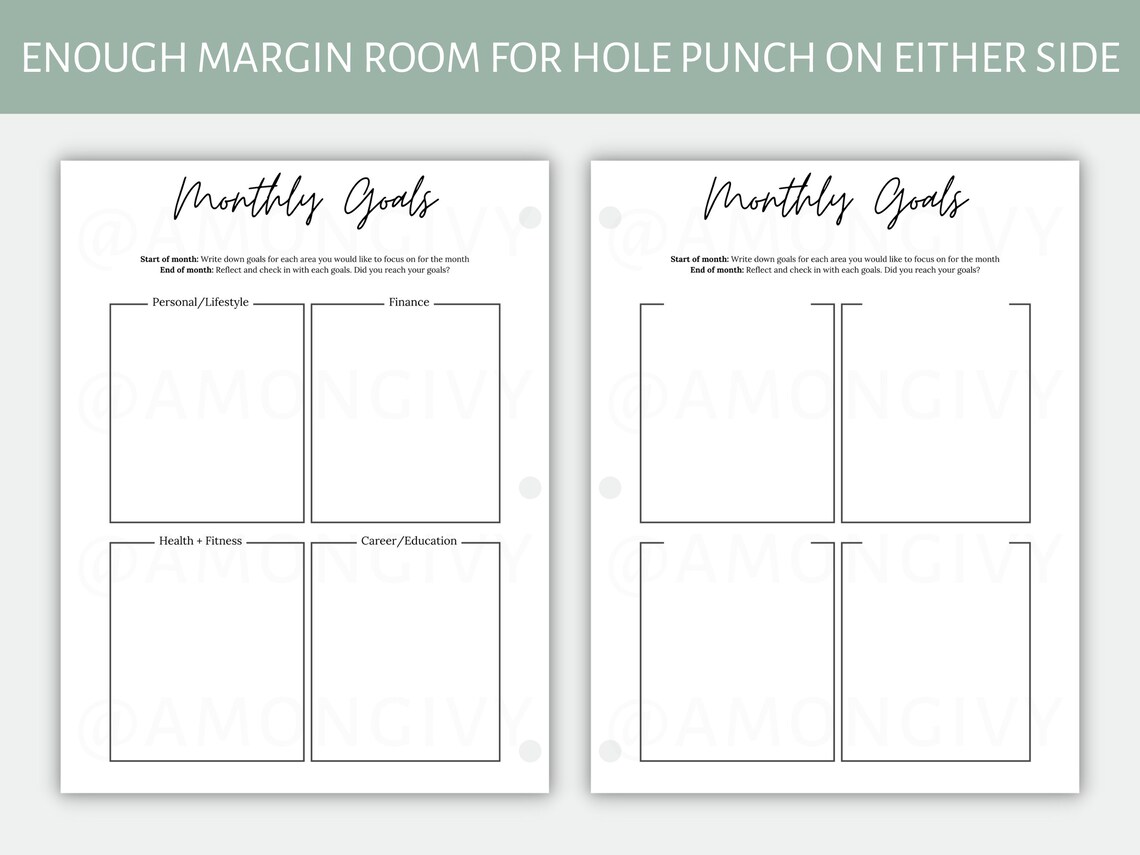 Printable Monthly Goals Setting Worksheet | Monthly Reset Pdf | Monthly ...