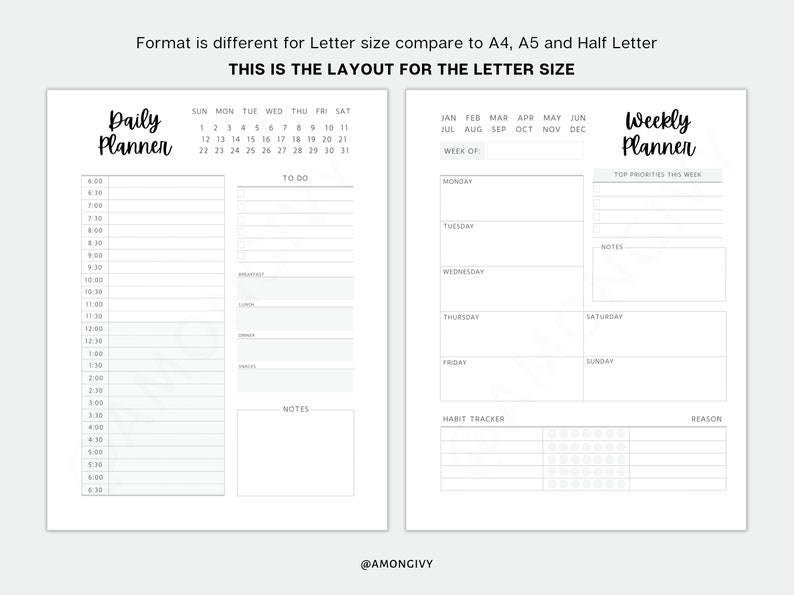 Daily and Weekly Planner Printable, Daily Schedule, Weekly Agenda ...