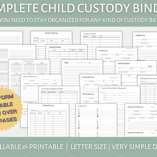 Complete Child Custody Binder for Any Kind of Custody Battle - Etsy