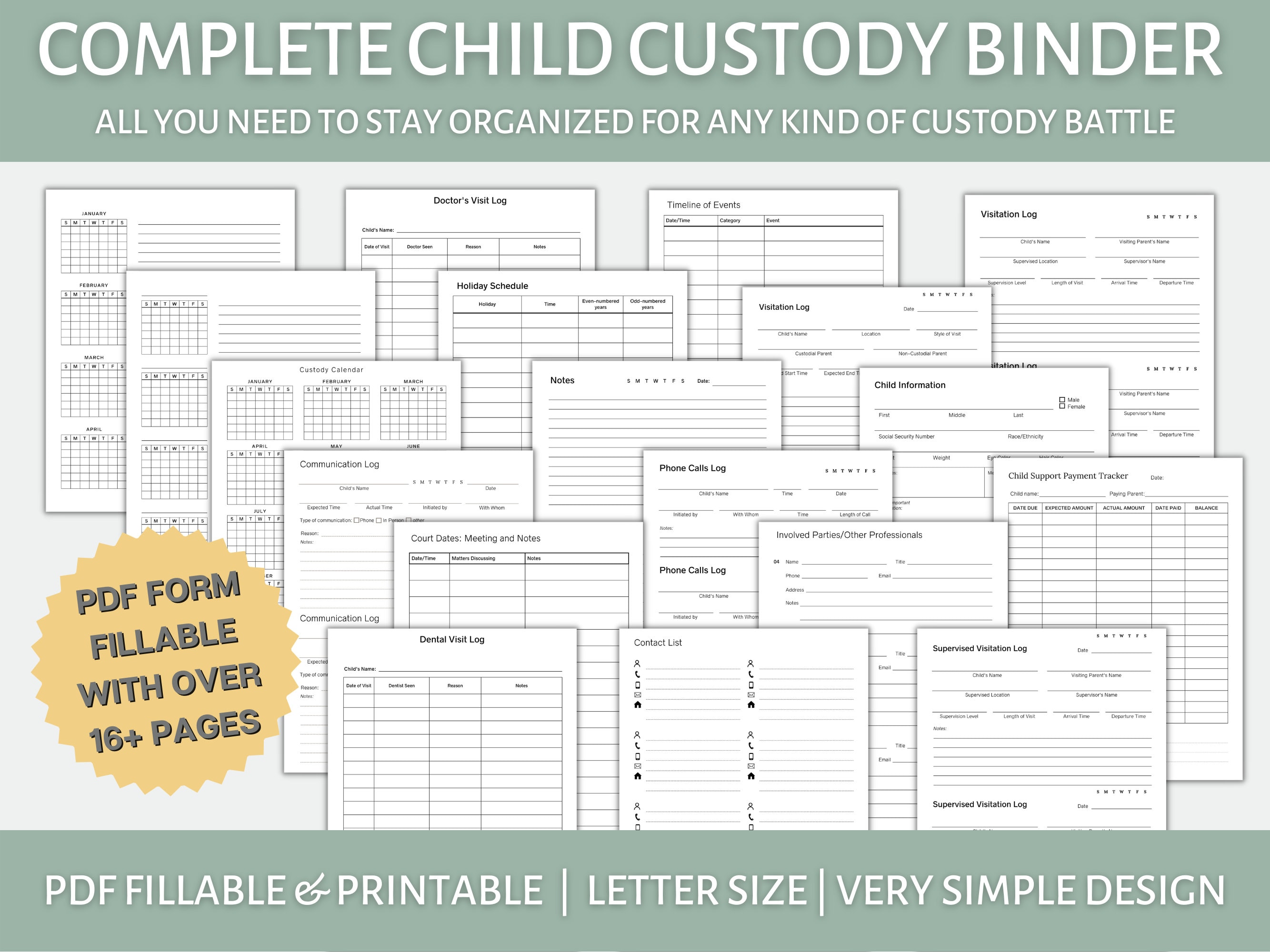 Complete Child Custody Binder for Any Kind of Custody Battle | Co ...