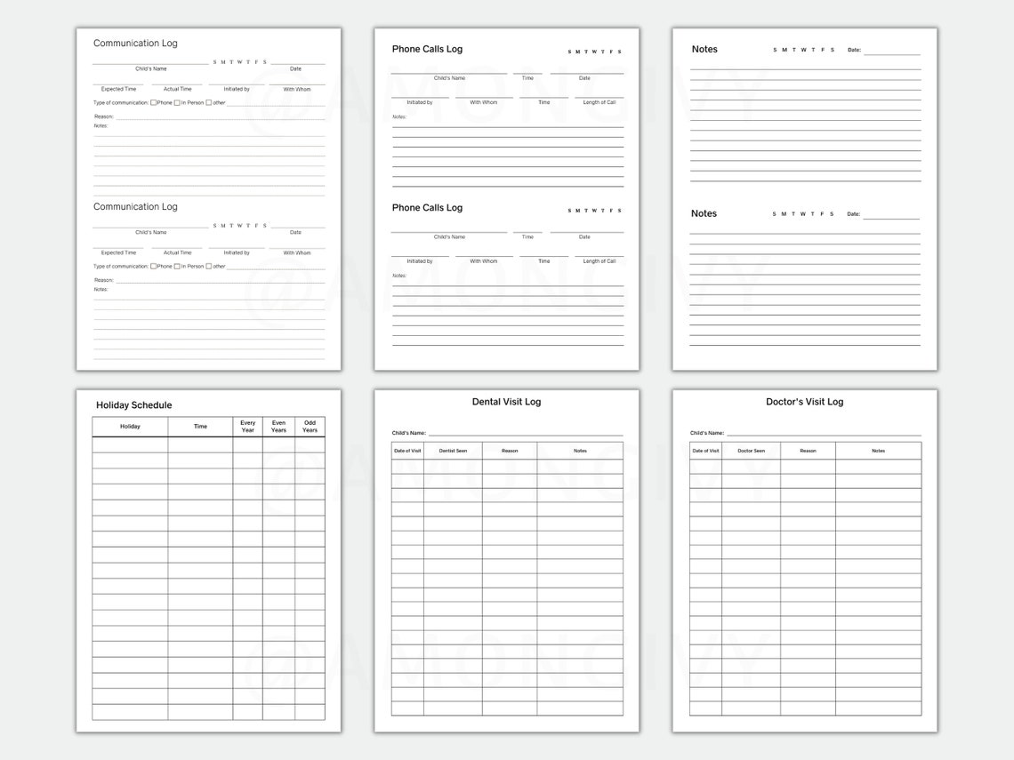 PDF Fillable Child Custody Binder for Any Kind of Custody Battle Co ...