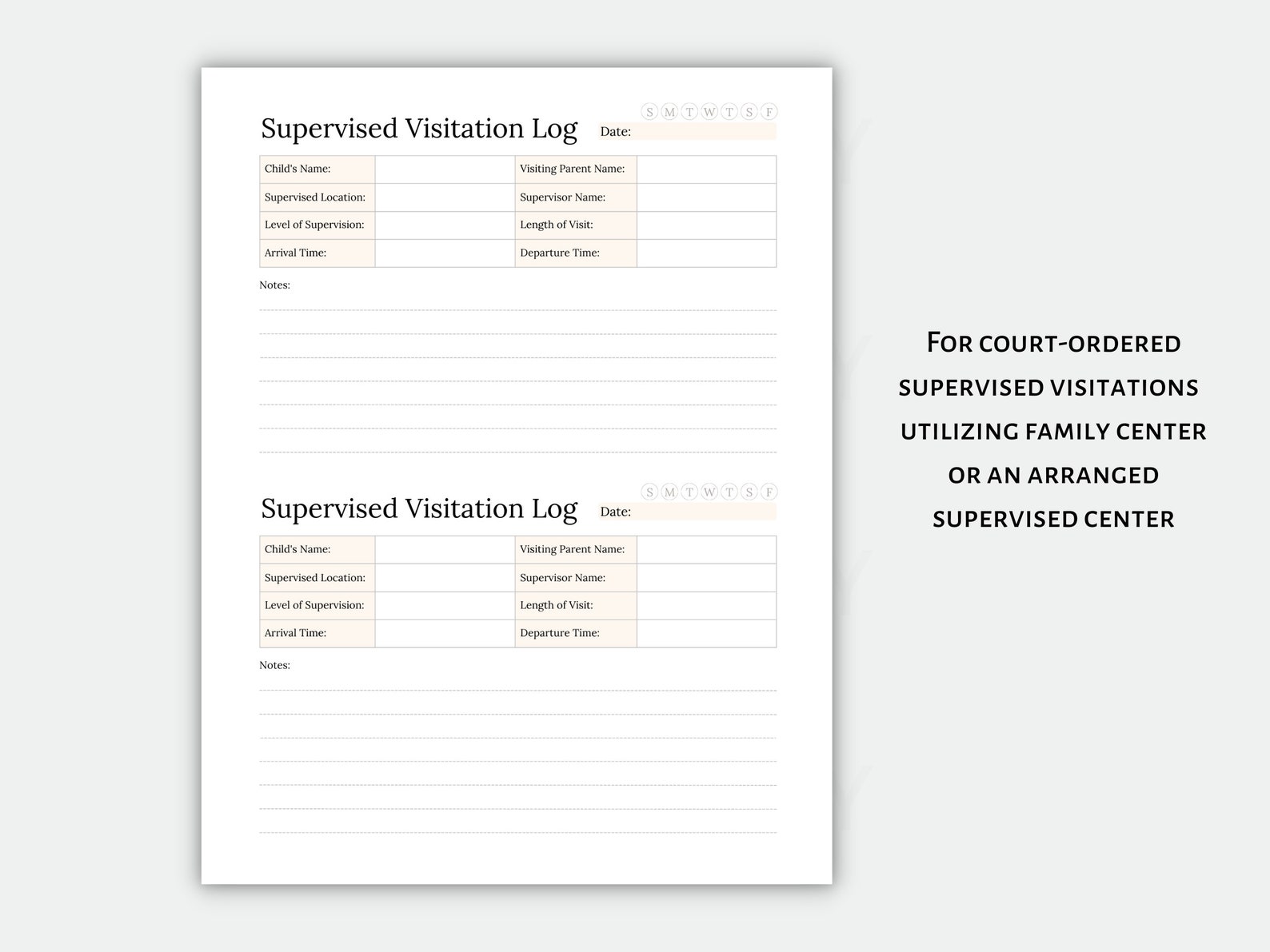 Supervised Visitation Log for Court Ordered Visits | High Conflict | Co ...