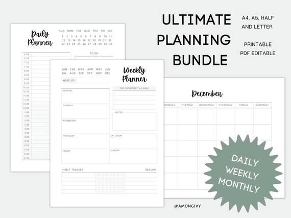 Ultimate Planning Bundle Printable Daily Planner Printable | Etsy