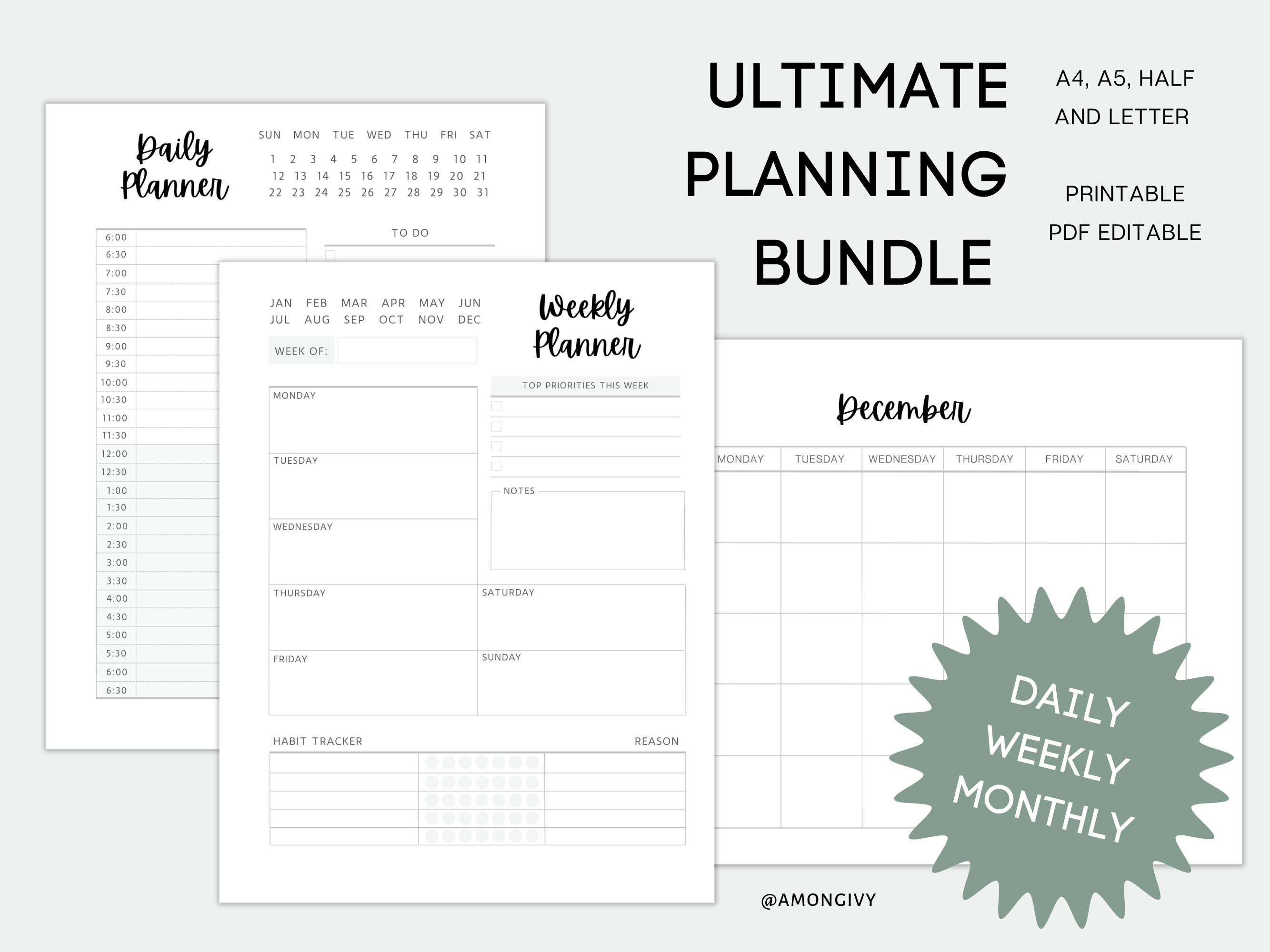 Ultimate Planning Bundle Printable Daily Planner Printable - Etsy