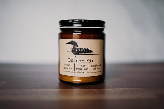 Balsam Fir Natural Hand Poured Soy Candle Loon bird lovers - Etsy