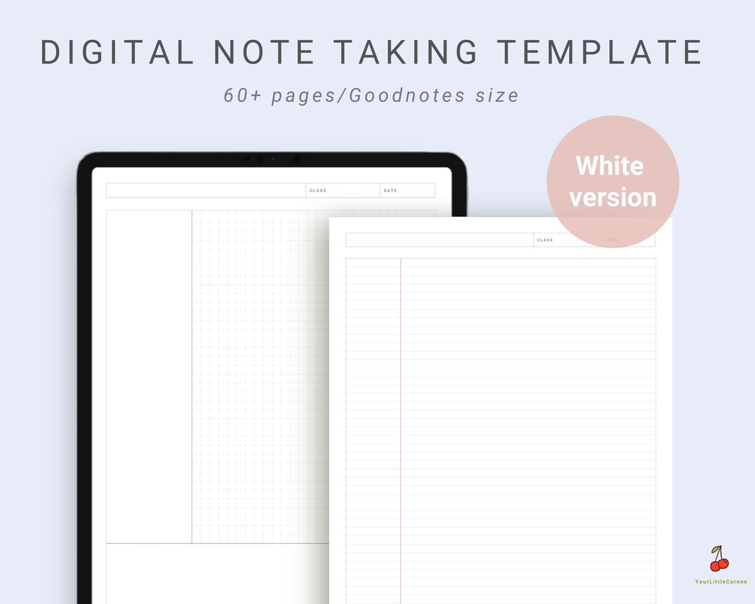 65 Essential White Note Taking Template, Goodnotes Template, Notability ...