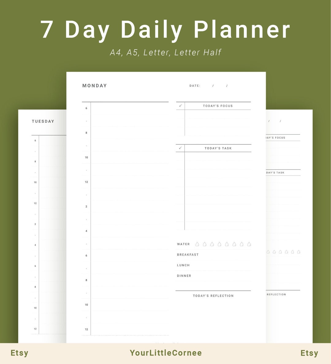 7 Day Daily Planner | Printable Planner | Weekly Planner |hourly ...