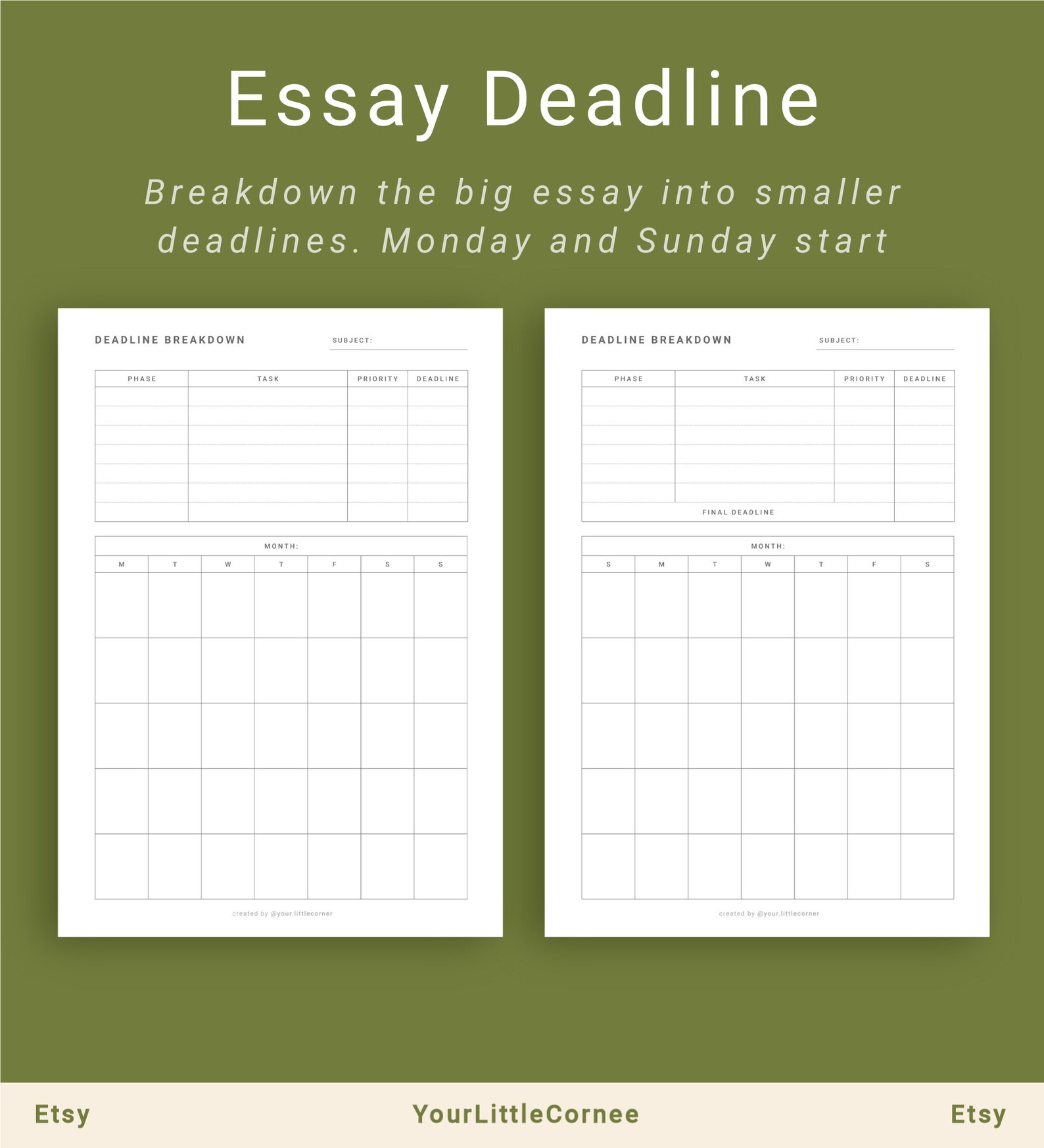Essay Planner Printable Pack, Essay Writing Template, College ...