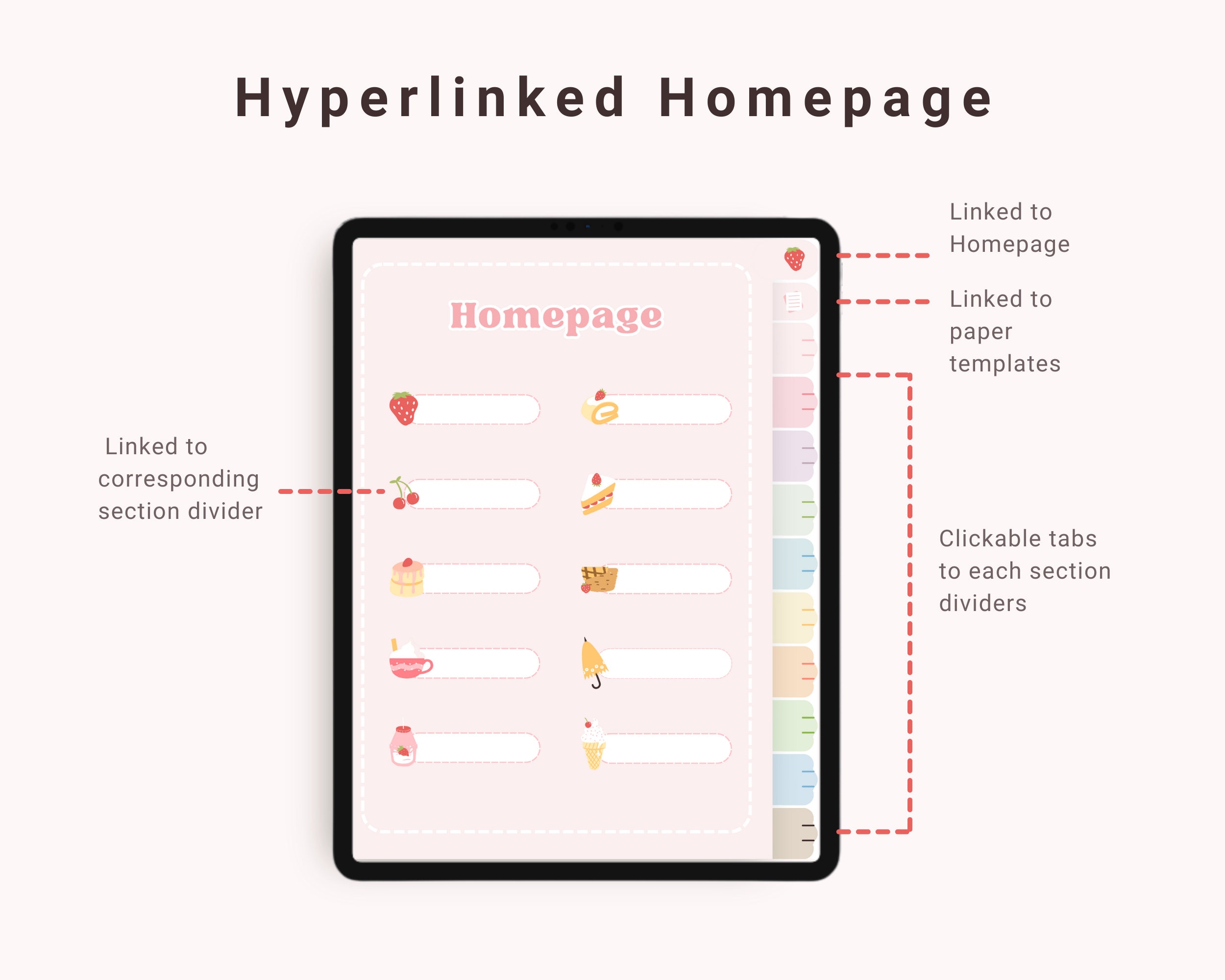 Cute Pink Notebook for Goodnotes Notability/hyperlinked Notebook Tabs ...