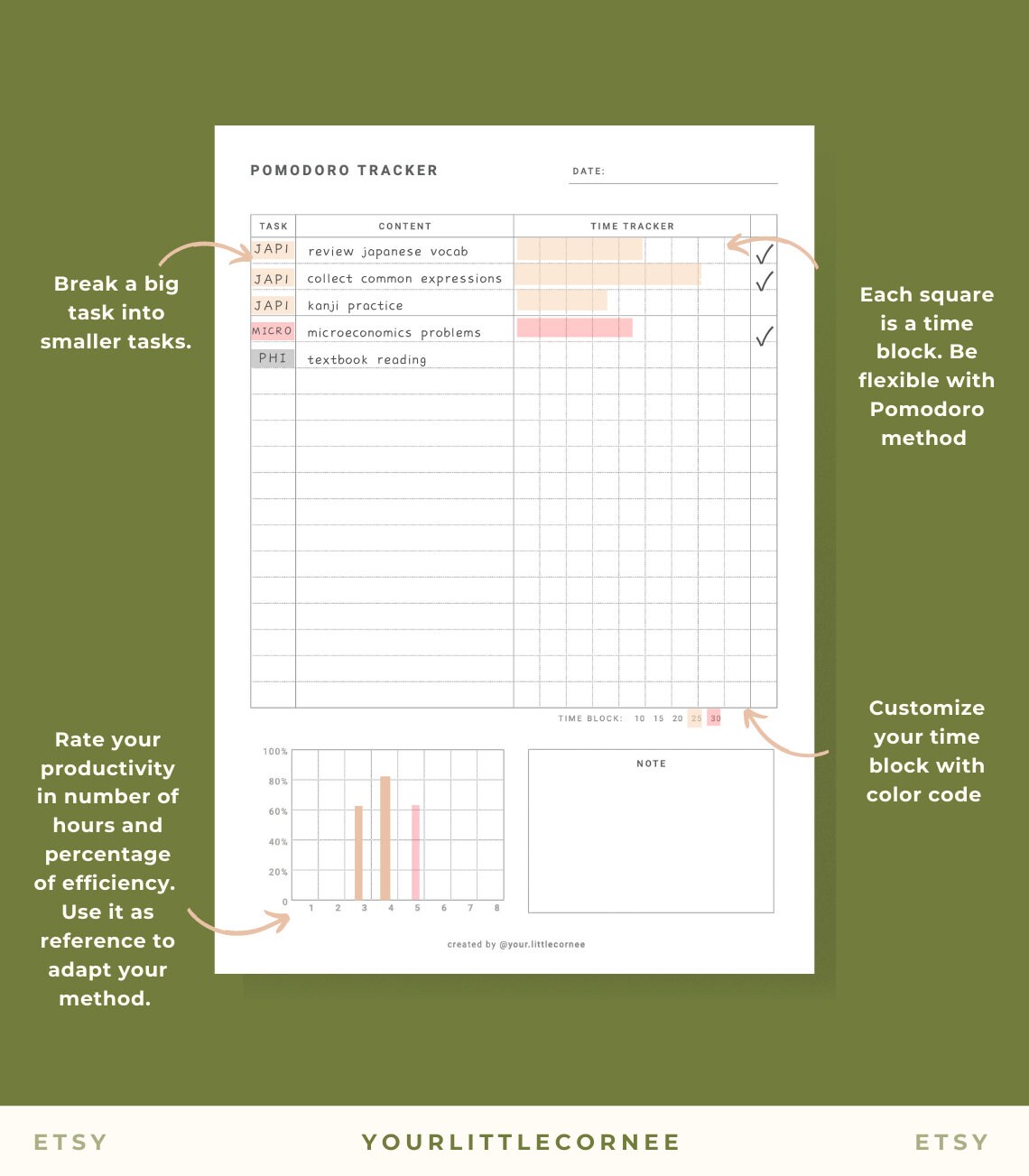 Pomodoro Technique Planner Printable | Productivity Planner| Study ...