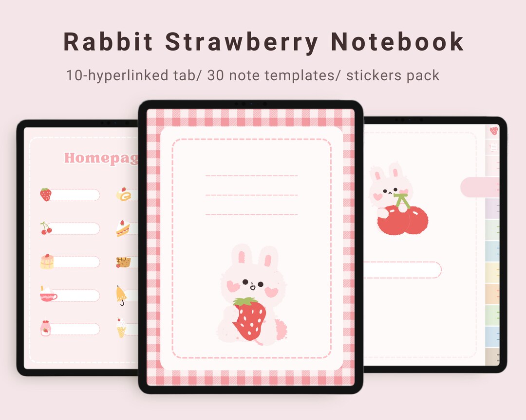 Cute Pink Notebook for Goodnotes Notability/hyperlinked Notebook Tabs ...