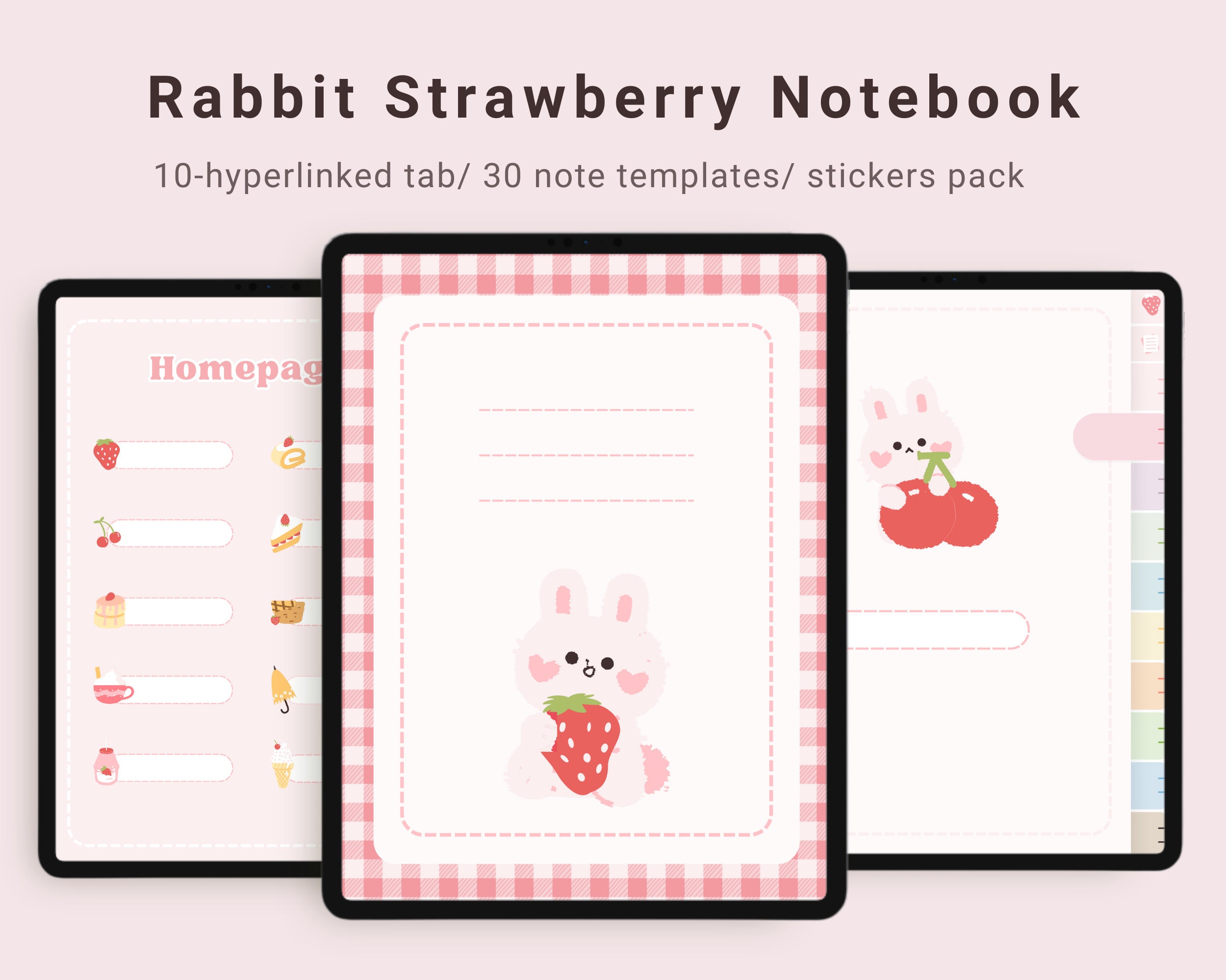 Cute Pink Notebook for Goodnotes Notability/hyperlinked Notebook Tabs ...