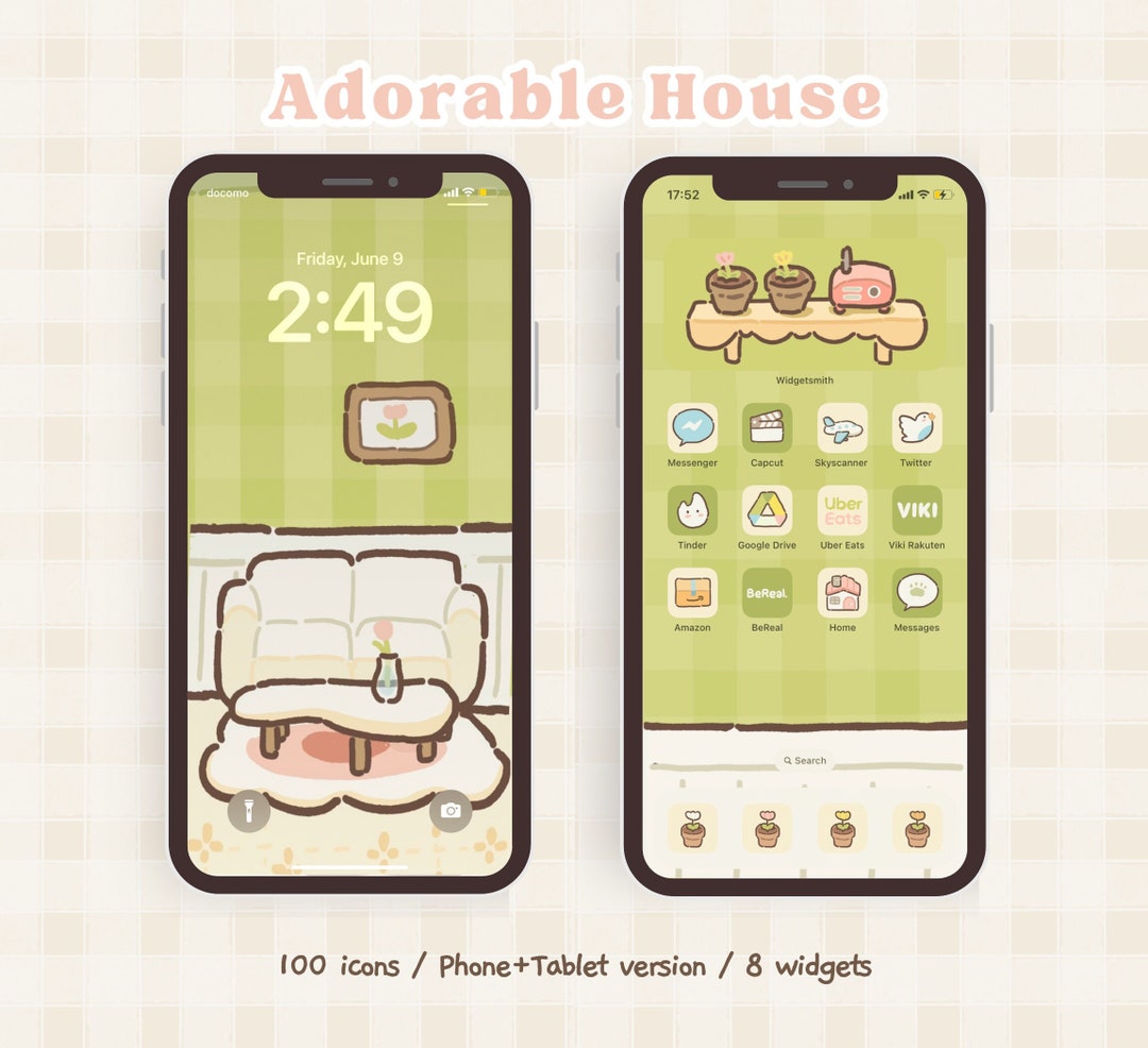 Cute Adorable House Icon Set, Cute Icons, Green Icon Set, Ios Android ...