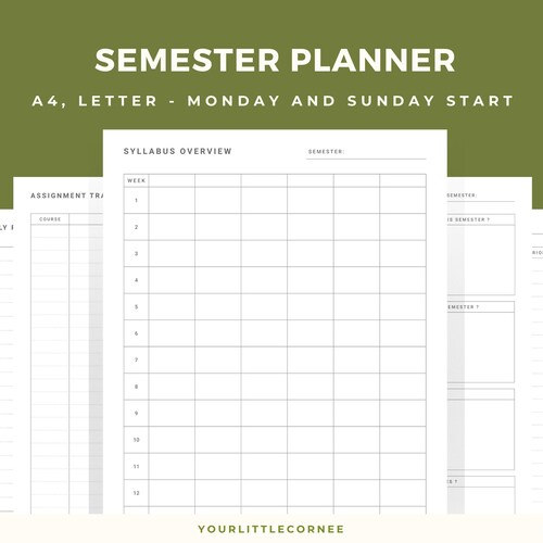 Semester Planner Printable College Semester Planner Study | Etsy