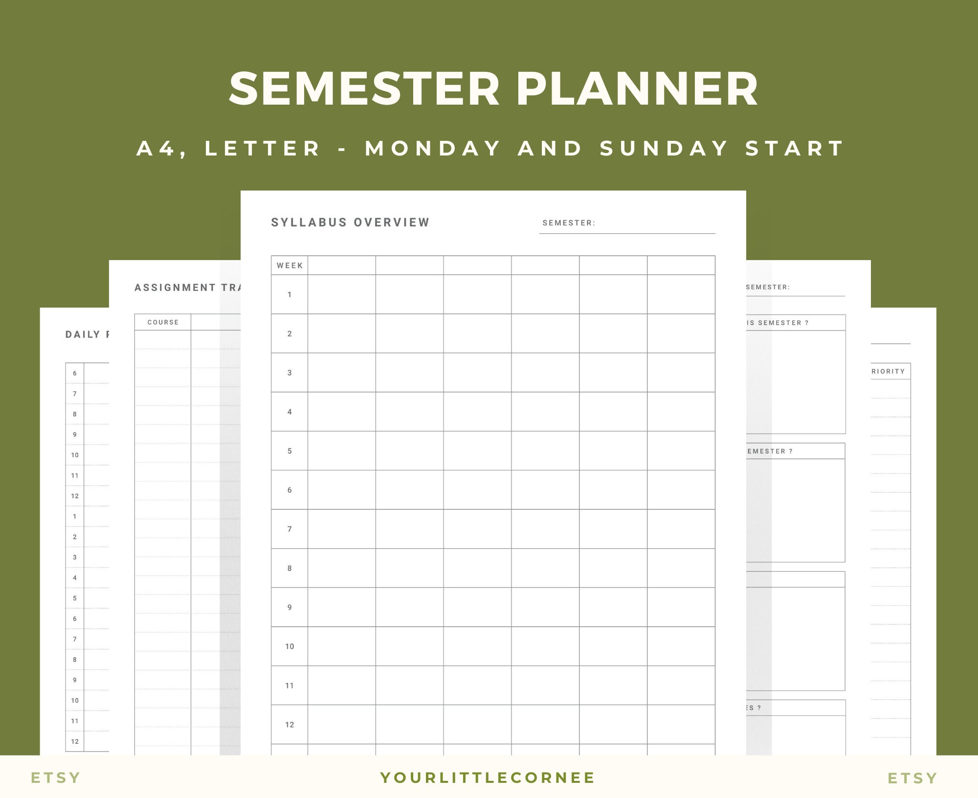 Semester Planner Printable College Semester Planner Study - Etsy Australia