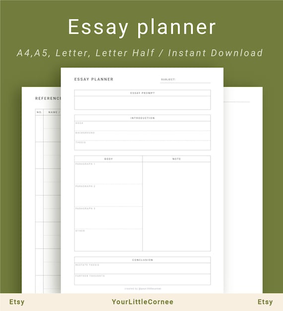 Essay Planner Printable Pack Essay Writing Template College - Etsy