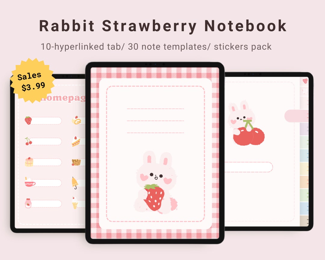 Cute Pink Notebook for Goodnotes Notability/hyperlinked - Etsy