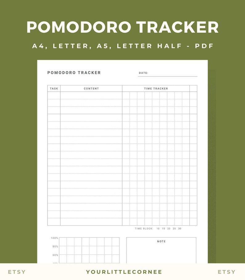Pomodoro Technique Planner Printable | Productivity Planner| Study ...