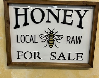 Metal Honey Sign - Honey for Sale Sign - Local Honey - Metal Honey Sign ...