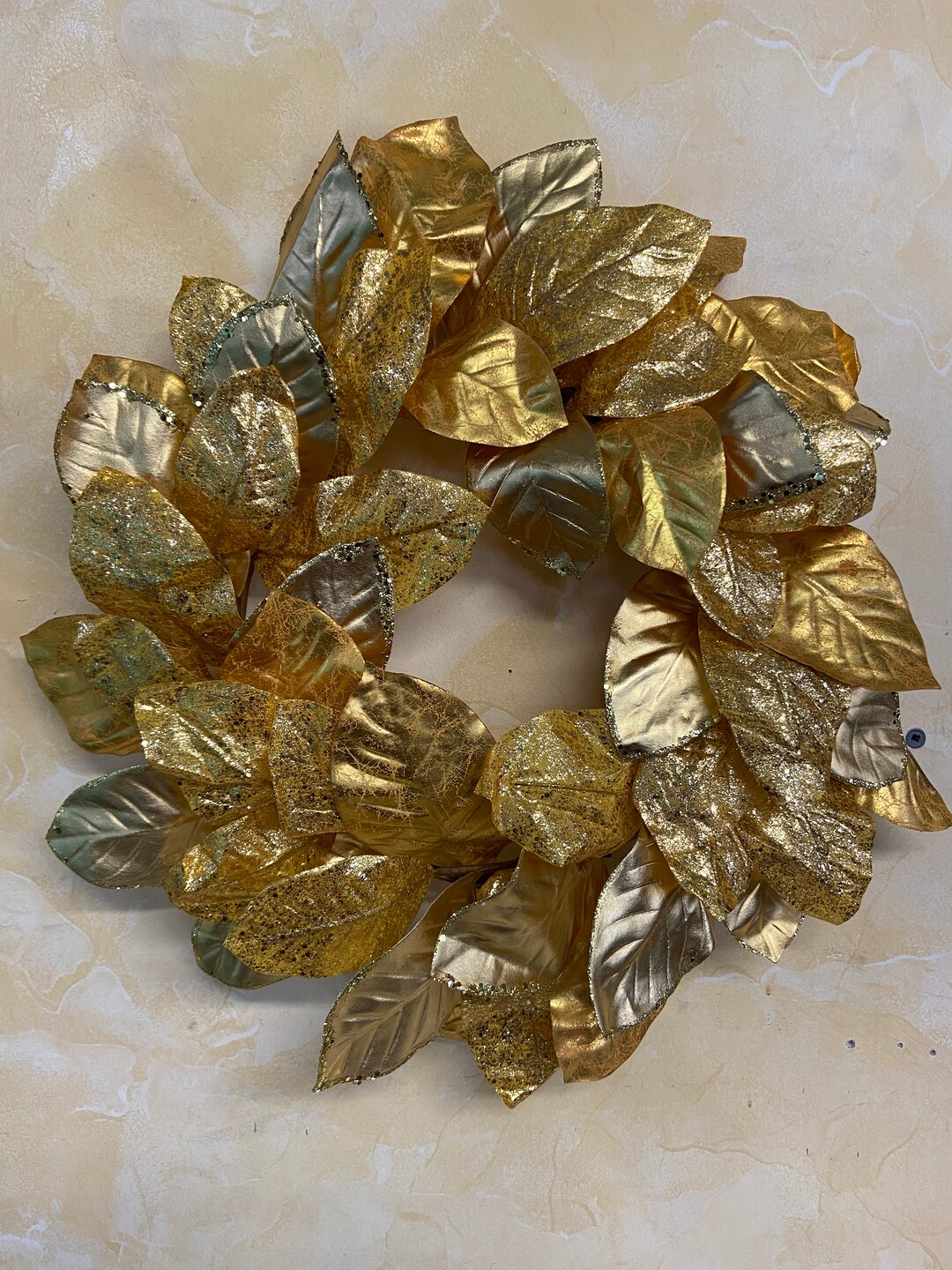 Glitter Magnolia Wreath (gold) - Etsy