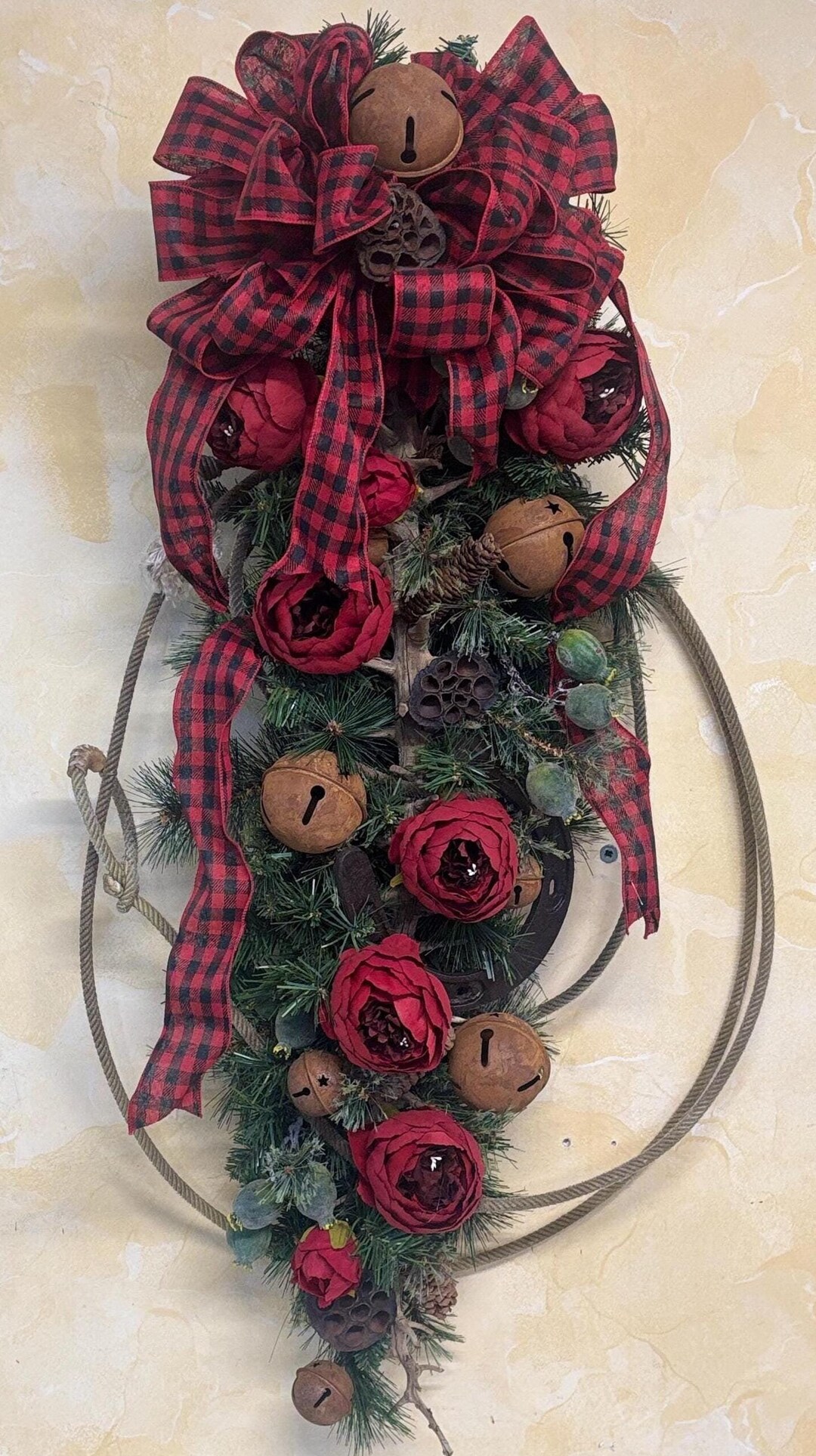 Cowboy Country Western Lasso Pine Christmas Teardrop Wreath - Etsy
