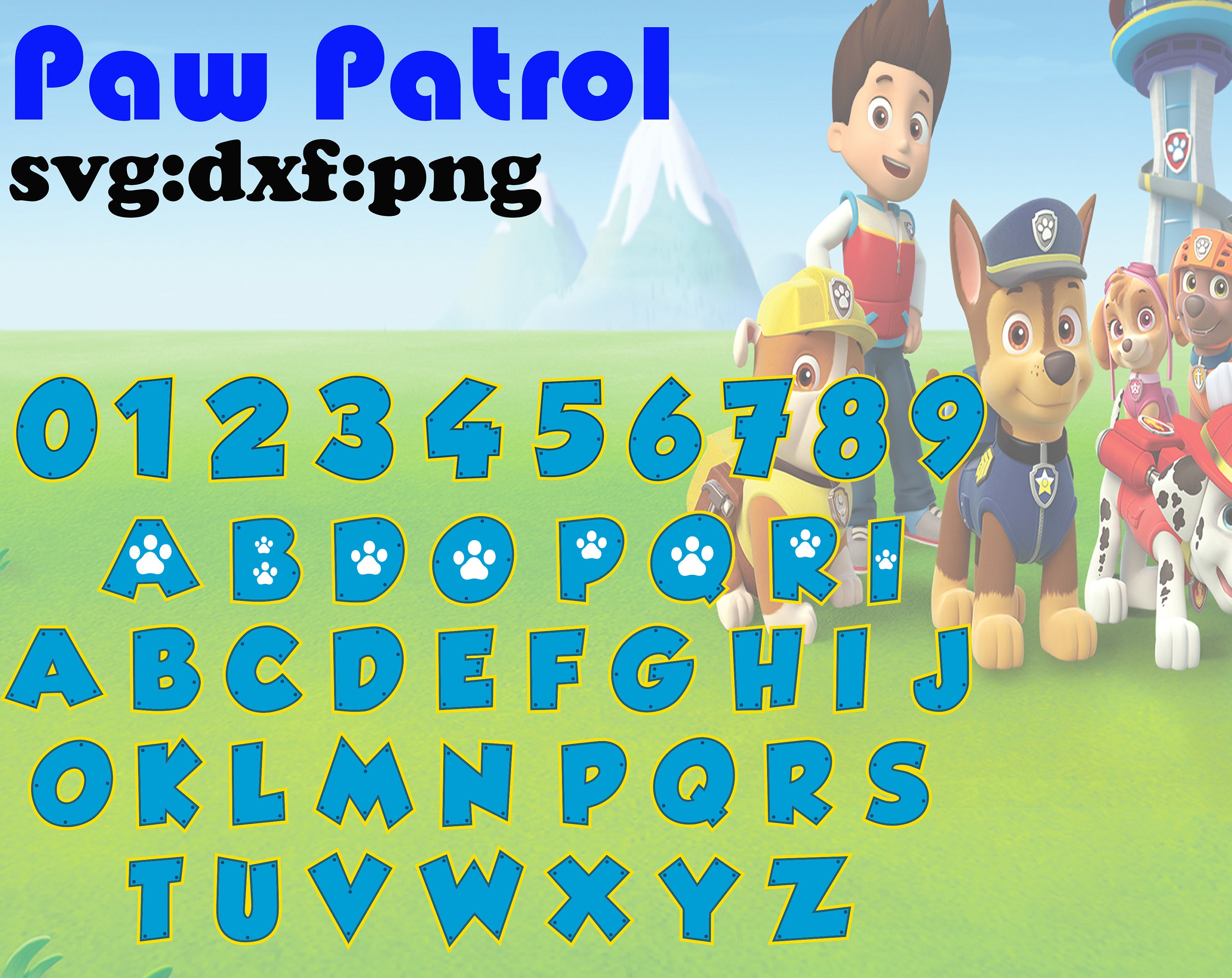 Paw Patrol Alphabet Svg