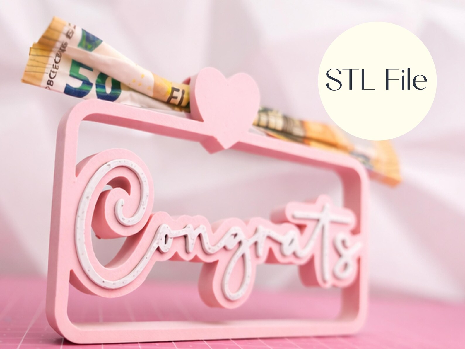 Congrats Money Holder STL – 3D Printable Money Gift With Heart ...