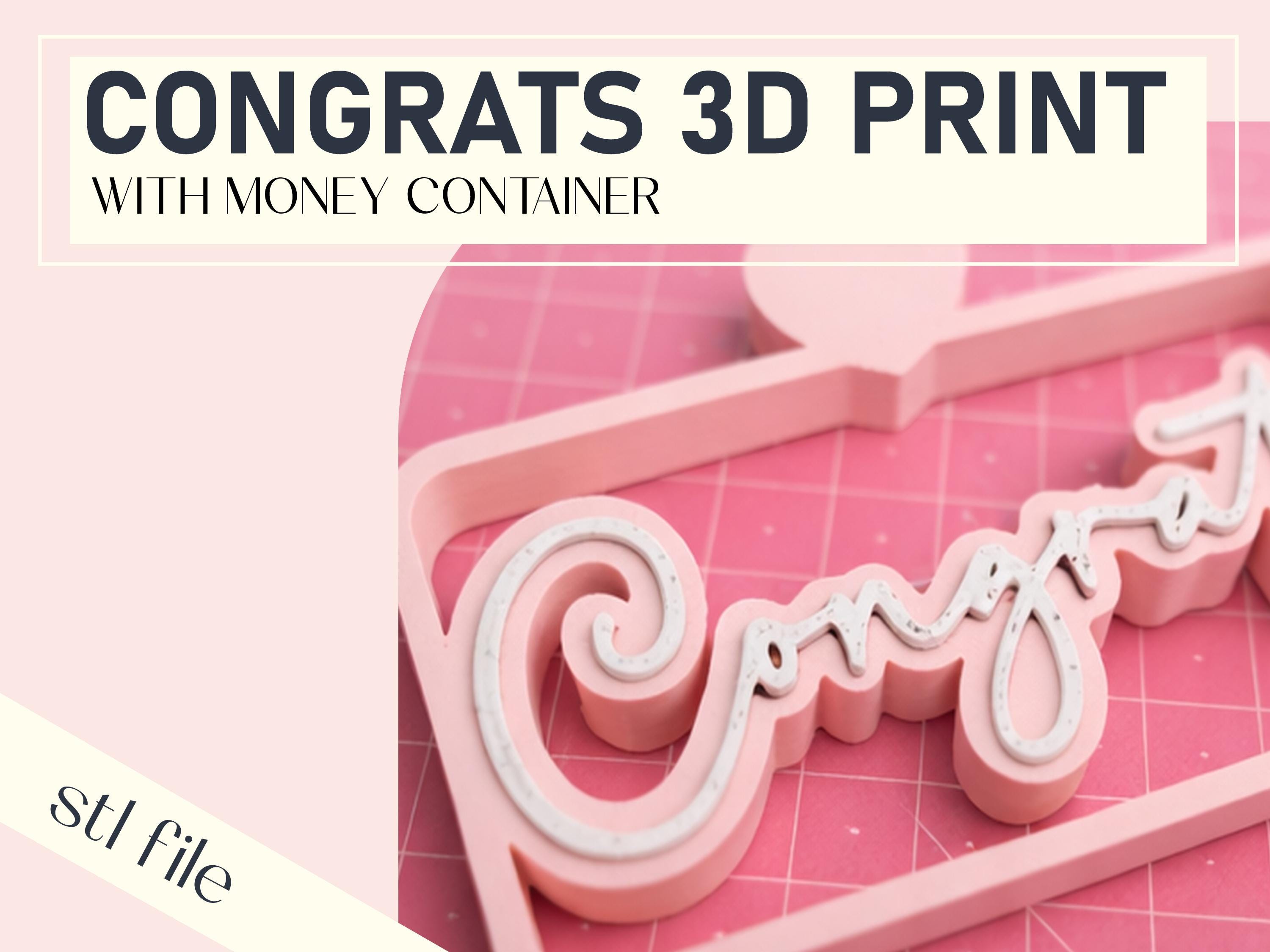Congrats Money Holder STL – 3D Printable Money Gift With Heart ...