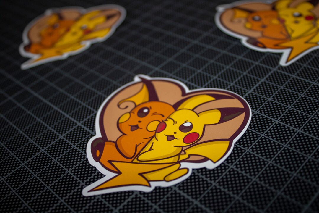 Pikachu and Raichu Pokémon Valentine Heart Cute Sticker Decal - Etsy