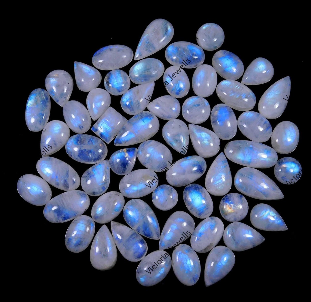 Natural Rainbow Moonstone Blue Flashy Moonstone Gemstone - Etsy