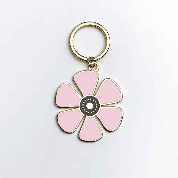 Pink Flower Keychain - Etsy