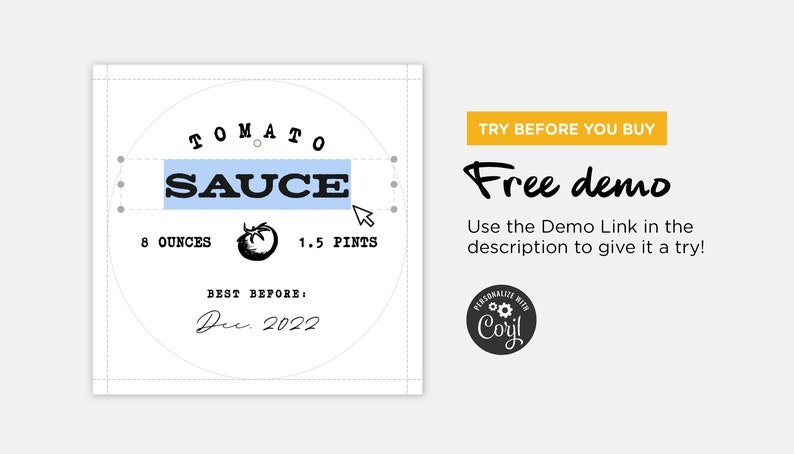 Editable Round Label Template | Custom Circle Stickers (digital ...