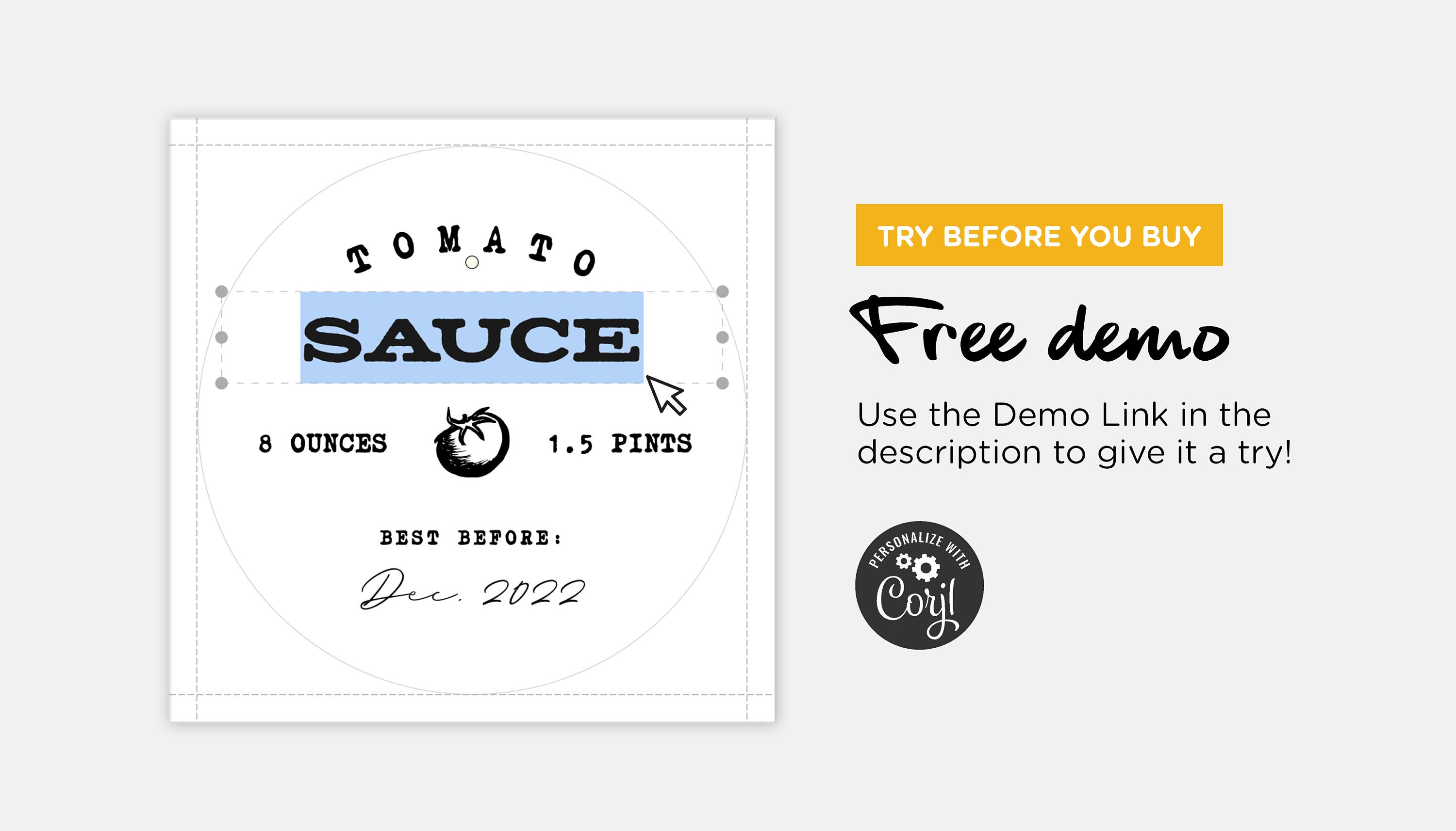Editable Round Label Template | Custom Circle Stickers (digital ...